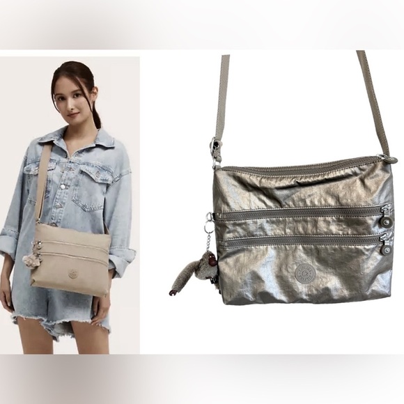 Kipling | Bags | Kipling Alvar Crossbody Metallic Bag Monkey Key Chain ...